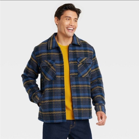 Goodfellow & Co | Jackets & Coats | Mens Plaid Woven Shacket Goodfellow Co Blue Medium Boxa4 ...
